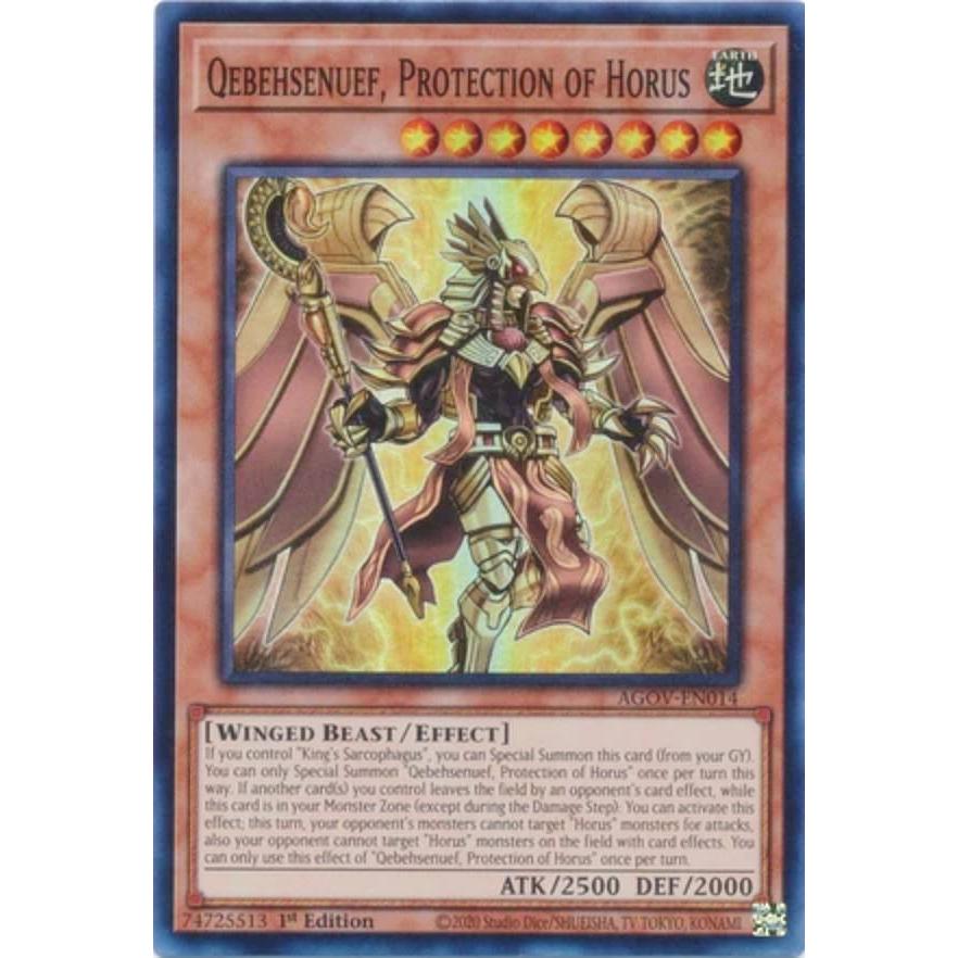 遊戯王 AGOV-EN014 ホルスの加護−ケベンセヌフ Qebehsenuef, Protection of Horus (英語版 1st ...