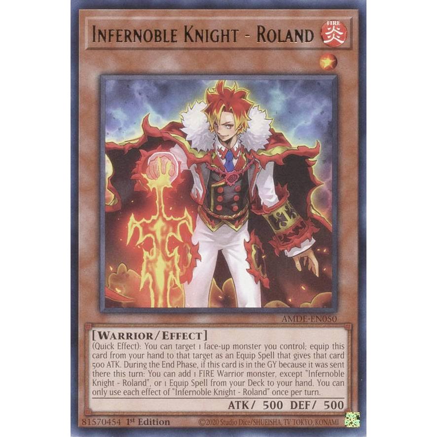 遊戯王 AMDE-EN050 焔聖騎士−ローラン Infernoble Knight - Roland (英語版 1st Edition レア ...