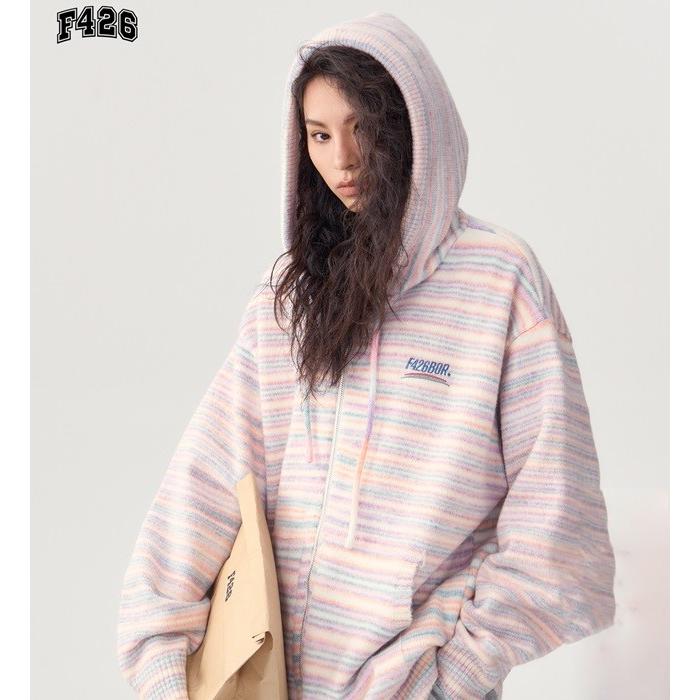 【F426/エフ426】ジップアップパーカー レディース 長袖 ゆったり ワンポイント アウター 春 秋 冬 カジュアル メンズライク オーバーサイズ ニット : パーティードレス通販Leap ...