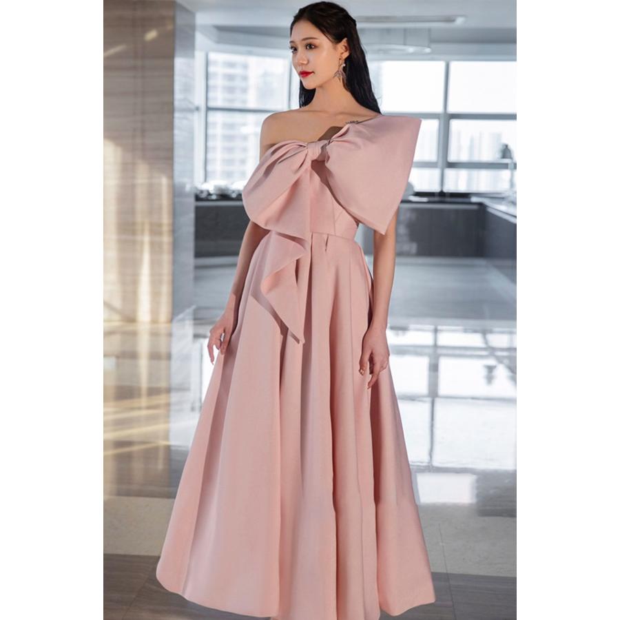 ウェディング カラードレス ウェディングドレス 大きいサイズ 3L 4L 小さいサイズ 演奏会 ロングドレス リボン ワンショルダー ウェディングドレス カラードレス :1624S007 ...