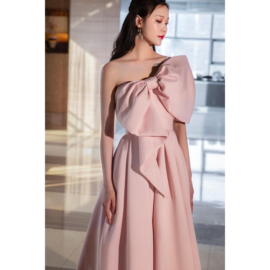 ウェディング カラードレス ウェディングドレス 大きいサイズ 3L 4L 小さいサイズ 演奏会 ロングドレス リボン ワンショルダー ウェディングドレス カラードレス :1624S007 ...