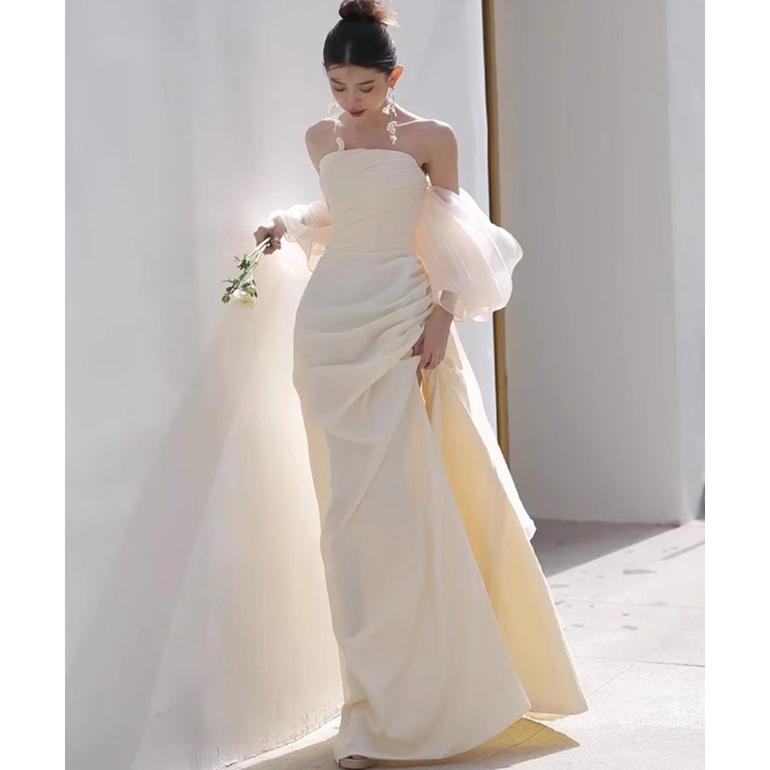 ウェディングドレス オフショルダー 大きいサイズ 3L 4L 小さいサイズ 二次会 袖あり シンプル 上品 前撮り : パーティードレス通販Leap - 通販 - Yahoo!ショッピング