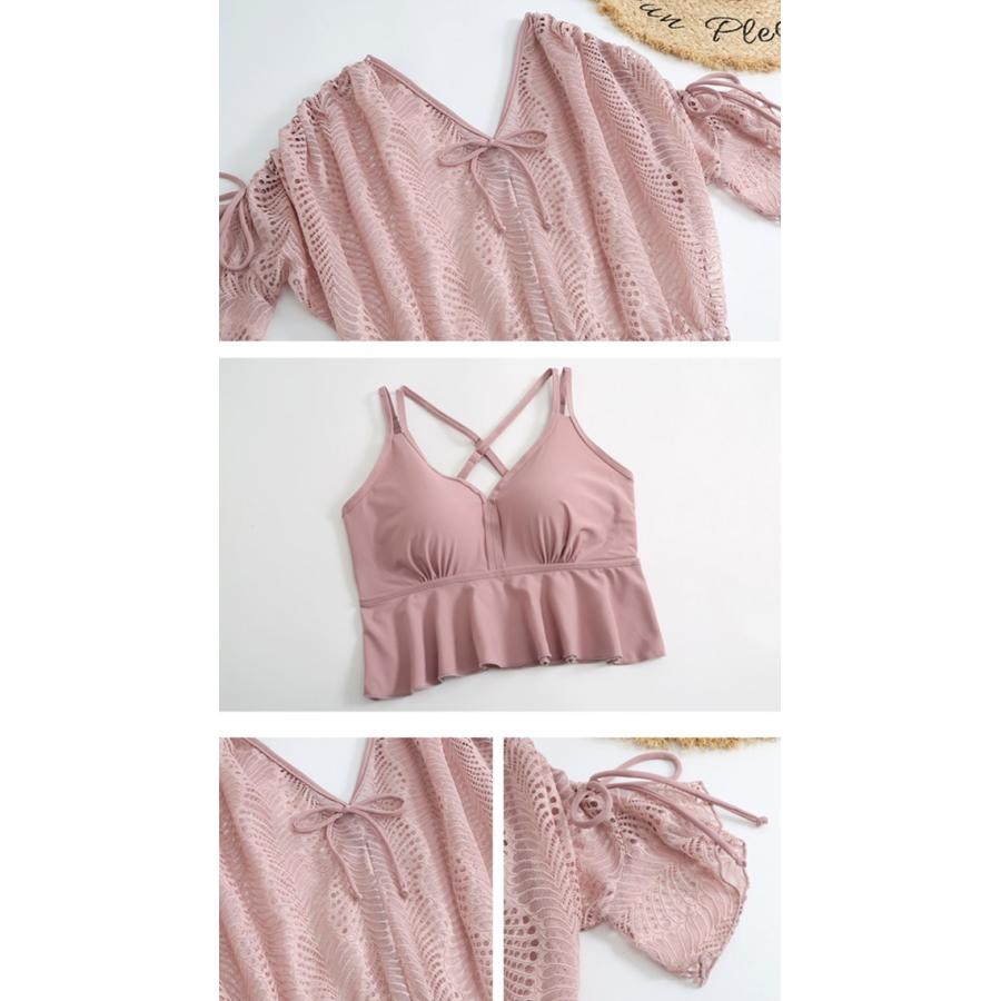 水着 3点セット レディース ビキニ 水着 セット 体型カバー かわいい 大きいサイズ 3L 4L 5L キャミソール スカート ワンピース 水着 ママ 半袖 露出控えめ :1824S032 ...