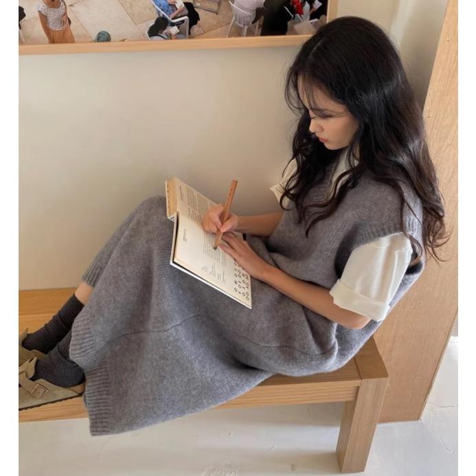 ワンピース レディース ロング丈 マキシ丈 ニットベスト マキシ