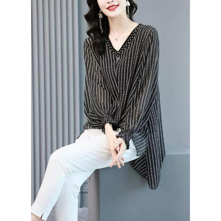 ブラウス レディース チュニック シャツ 長袖 プルオーバー シャツブラウス チュニック丈 Vネック トップス 大きいサイズ 3L 4L 5L 黒 英字 :AWF0233:Leap・リープ ...