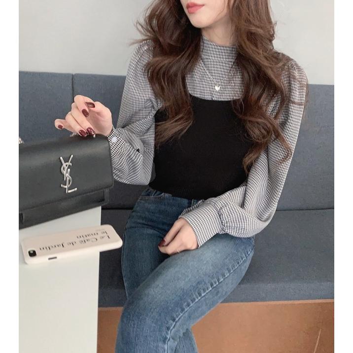 ニットベスト セット シャツブラウス レディース トップス 長袖