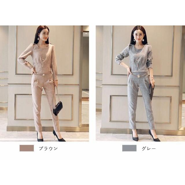 パンツドレス かっこいい セットアップ レディース 長袖 パンツドレス かっこいい セットアップ レディース 長袖