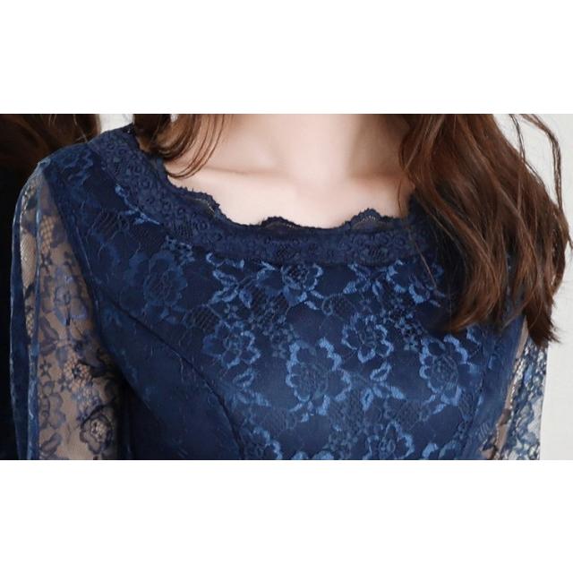 パーティードレス 結婚式 お呼ばれドレス 膝丈 袖あり 赤 黒 青