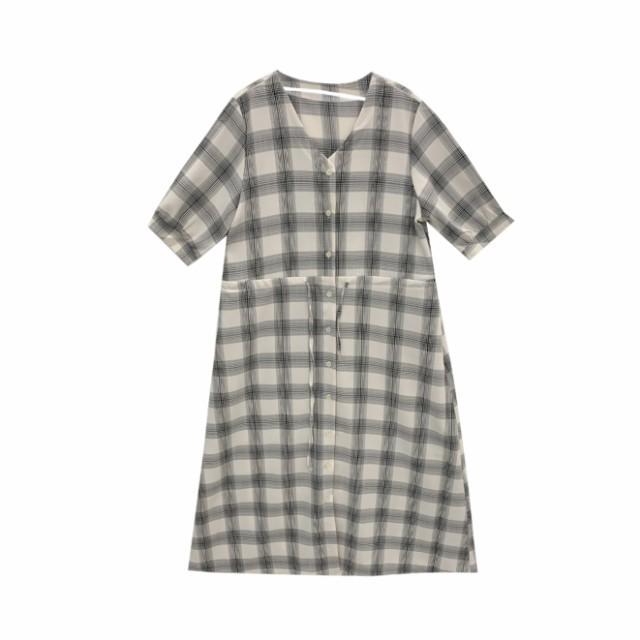 ワンピース レディース ロング 半袖 チェックワンピース シャツ ワンピース レディース ロング 半袖 チェックワンピース シャツ