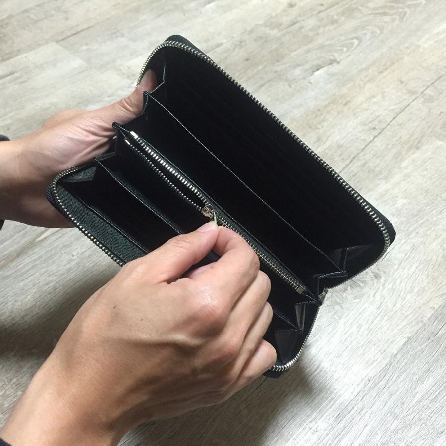 長財布 メンズ レディース ラウンドファスナー ブランド 本革 Gallery+ カーボン財布 カーボンレザー 本革 ラウンドジップ ...