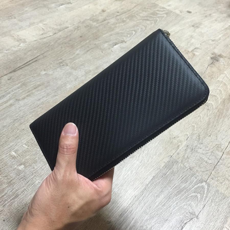 長財布 メンズ レディース ラウンドファスナー ブランド 本革 Gallery+ カーボン財布 カーボンレザー 本革 ラウンドジップ ...