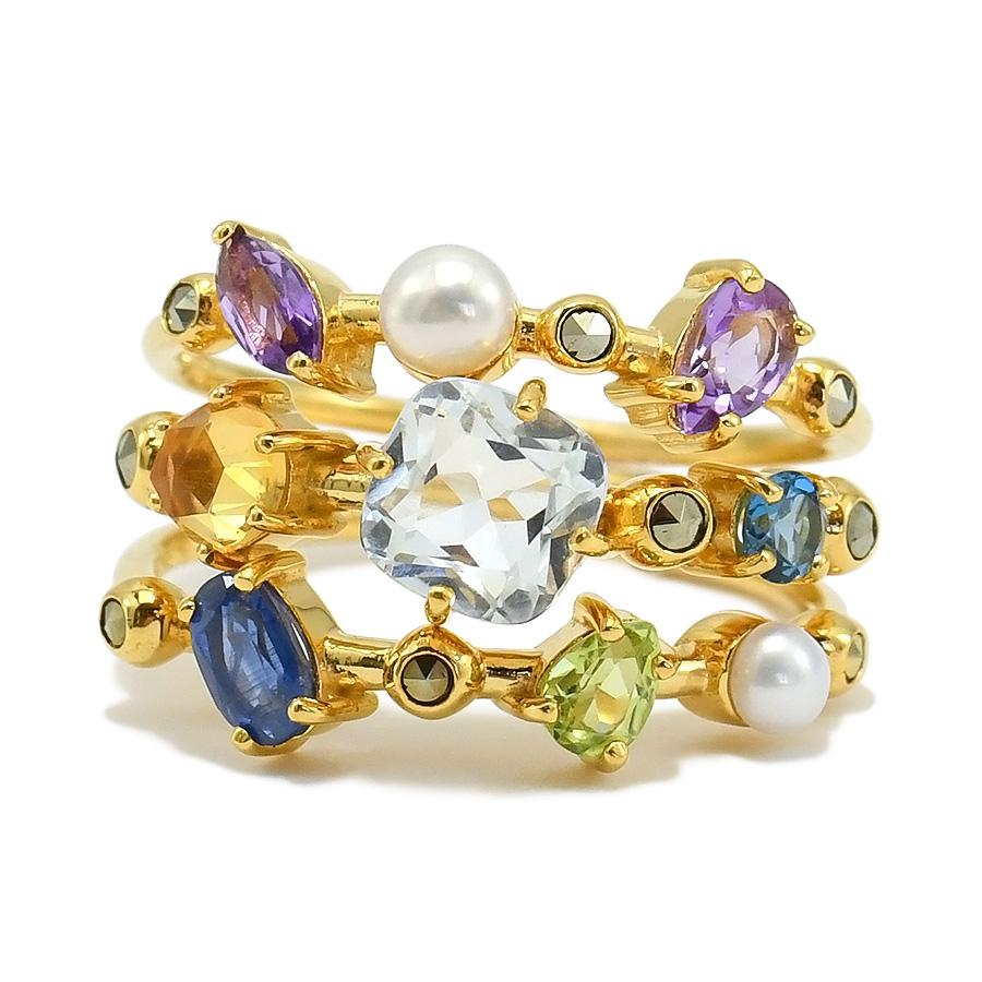 碌山 FATRAS Colors スタック リング 3本組 マルチカラーストーン RP 802R0098-GP : ルコリエYahoo!店 ...