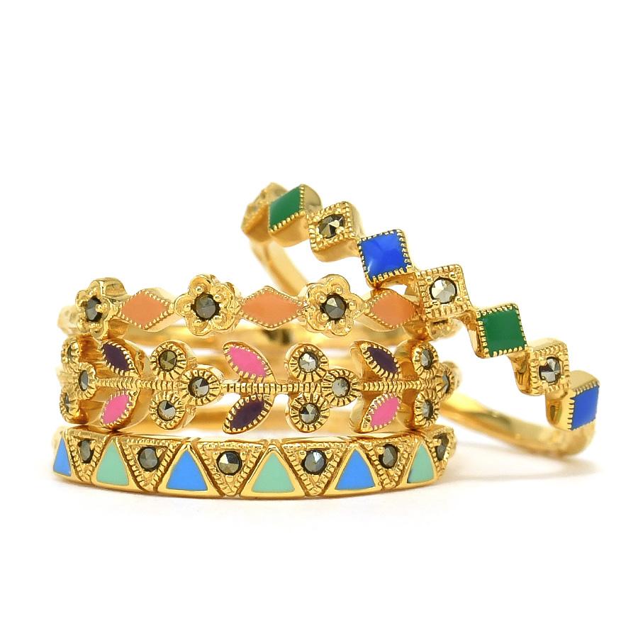 碌山 FATRAS ファトラ Mosaique スタック リング 4本組 RP 802R0066-GP : 10003272 : ルコリエ ...