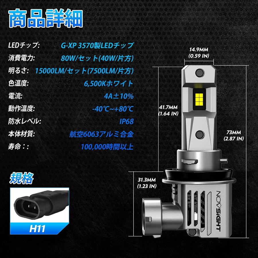 ノート e-POWER LED ヘッドライト HE12型(H28.11-R2.11) ハロゲンランプ仕様車 80W 15000LM CSPチップ搭載 小型ファン内蔵 IP68防水 2個 ...