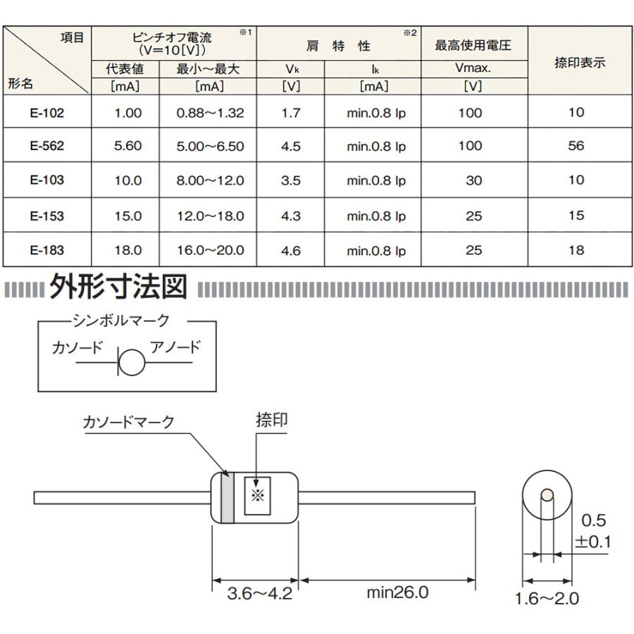 定電流ダイオード 石塚電子製 CRD E-102 1mA LEDを楽々点灯! : LEDジェネリック - 通販 - Yahoo!ショッピング