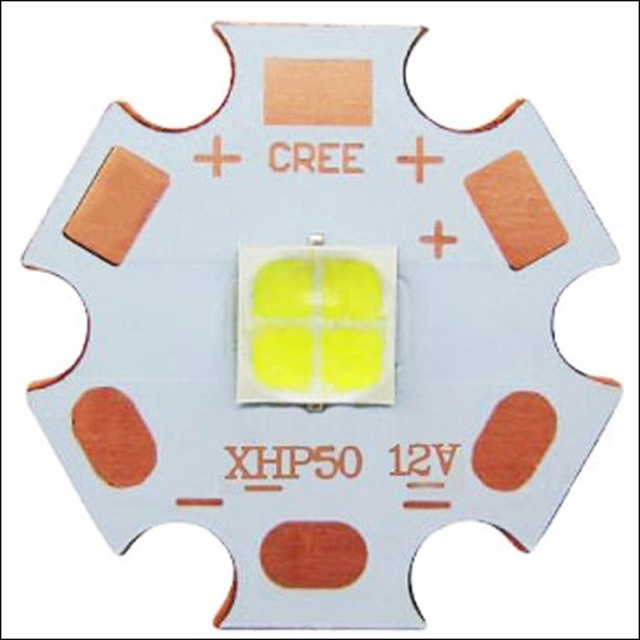 CREE社製 19W 12V XLamp XHP50 20mmスター型銅製ヒートシンク基板付 ハイパワーLED 白色 白 ホワイト LED ...