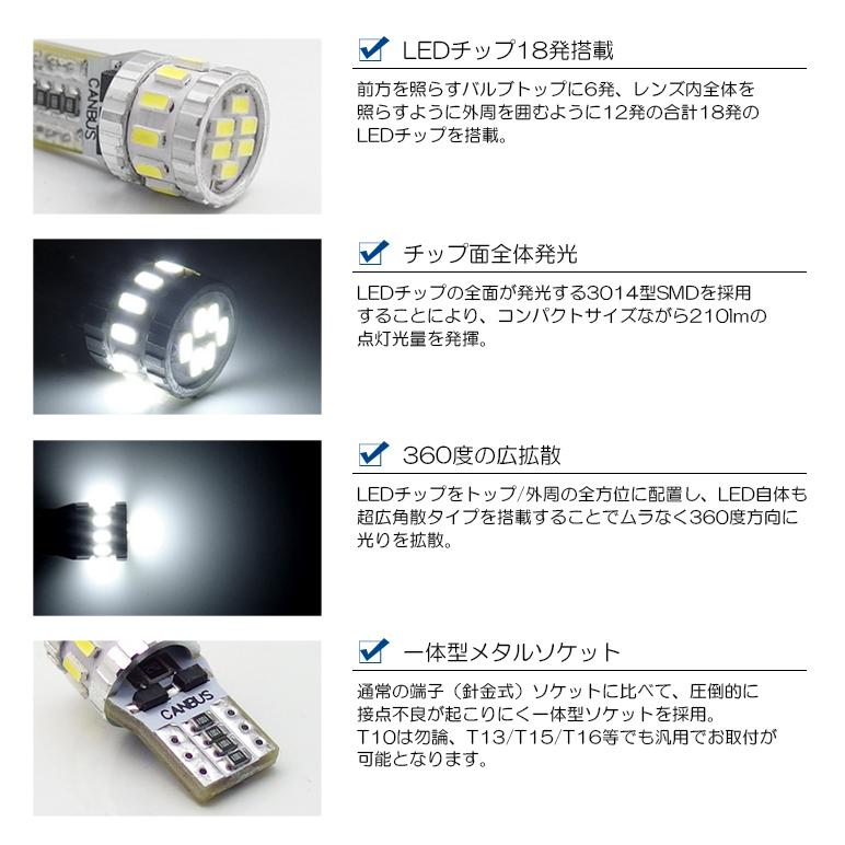MK53S スペーシア カスタム含む LED ナンバー灯 T10/T16 2.4W 3014 SMD 全方位拡散 210ルーメン 6000K/ホワイト 車検対応 1個入り : Leendome ...