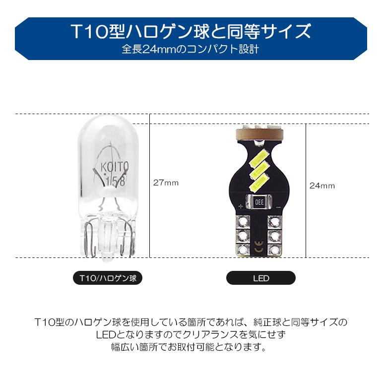 ZC33S スイフトスポーツ LED ポジション球/ナンバー灯 T10/T16 1.3W 4014 SMD LED 120ルーメン 6000K/ホワイト 車検対応 2個入り :T10-11W ...