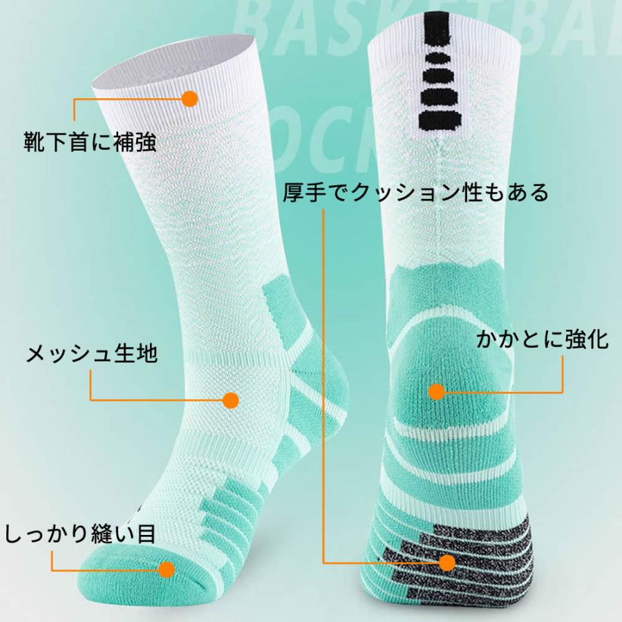 靴下 バスケ ソックス メンズ 2足組 スポーツソックス ジュニア 25-29cm メッシュ 蒸すれない 滑り止め 野球 登山用靴下 黒 白 ...