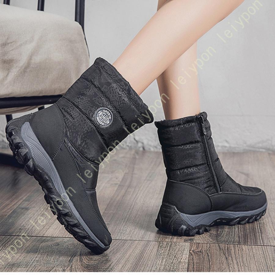 防水 防寒 スパイク スノーブーツ 黒 ショート 北海道 冬靴 雪道 防滑 レディース ブーツ 婦人靴 アウトドア レディーススノーブーツ レディースシューズ : leiypon - 通販 ...