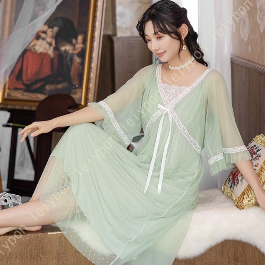 ネグリジェ ルームワンピース パジャマ ルームウェア ロング お寝巻き 短袖 ロング丈 春夏秋 お姫様気分に レディース 可愛い セクシーゆったり : 5ft-7l3-tnhcz ...