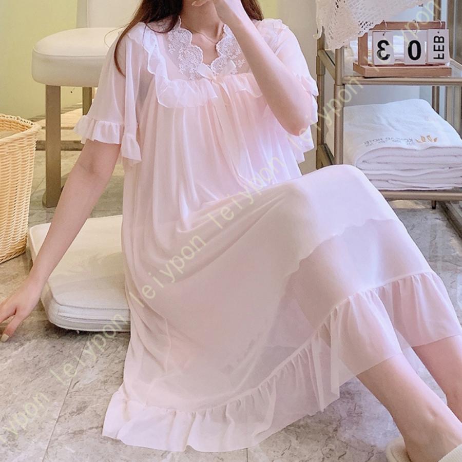 レディース ネグリジェ パジャマ ルームワンピース ルームウェア ワンピース ナイトドレス 部屋着 寝間着 ホームウェア スリップウェア お姫様 レース ロング : 5ft-7l3-tzc8 ...