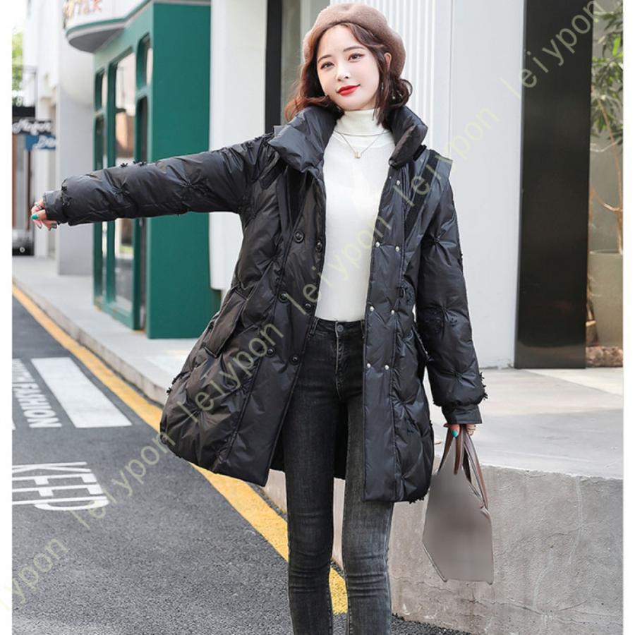 レディース ダウンコート M-XL きれいめ フード付き ダウンジャケット ミドル丈 シャーリング 首筋リブ 冬 母 ママ ミセス 祖母 おばあちゃん コート 服装 :5fT-7l3-WCNP ...