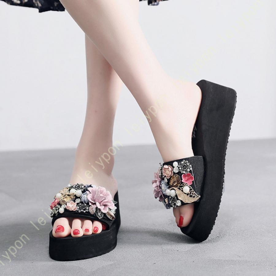 スリッパ ウェッジサンダル ビーチサンダル ビーサン ミュールサンダル レディース お花 6cm ハイヒール ウェッジヒール プラットフォーム トレンド 夏 下駄 : leiypon - 通販 ...