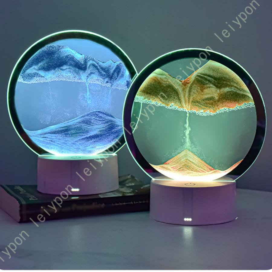 3D 置物 7色切り替え 砂絵時計 ナイトライト サンドピクチャー 砂の絵 サンドアートピクチャー サンドアートLEDライト付き USB充電式 流砂絵 オフィス : leiypon - 通販 ...