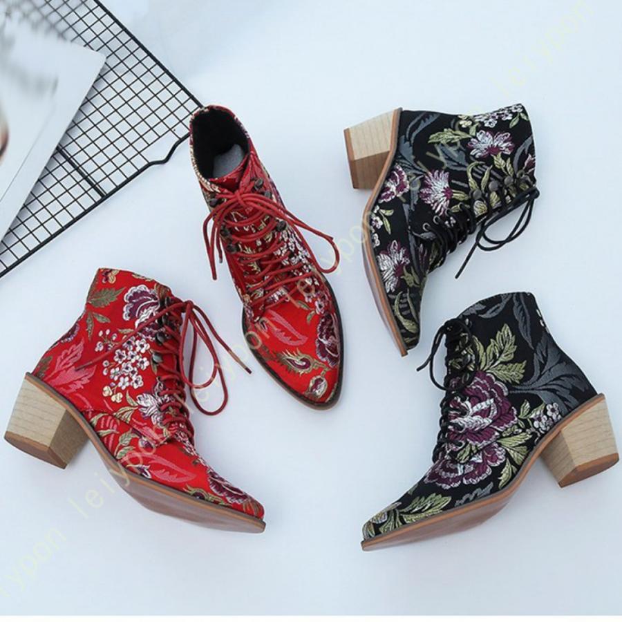 編み上げショートブーツ レースアップブーツ スニーカーブーツ 黒色 レッド イベント コスプレ ショートブーツ レディース ヒール ショート丈 黒 ミッドヒール :ane-ryk-XZ129 ...