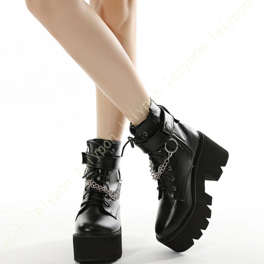 ショートブーツ レースアップブーツ サイドジッパー付き コスプレ ショートブーツ レディース ブーツ 編み上げ レースアップブーツ ハイヒール 編み上げブーツ :ane-ryk-XZ1325 ...