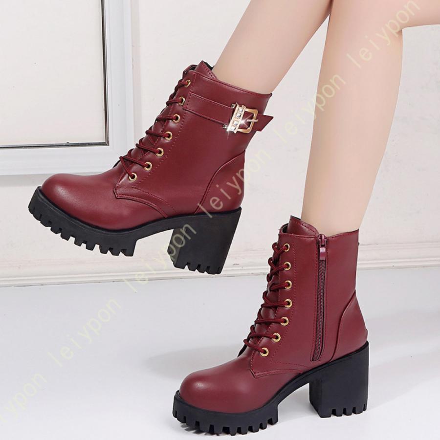 7cm レディース ショートブーツ 厚底 太ヒール サイドジッパー付き レースアップ 編み上げ 黒 ブラック コスプレブーツ ライブ ゴスロリ クロスベルト : ane-ryk-xz1621 ...