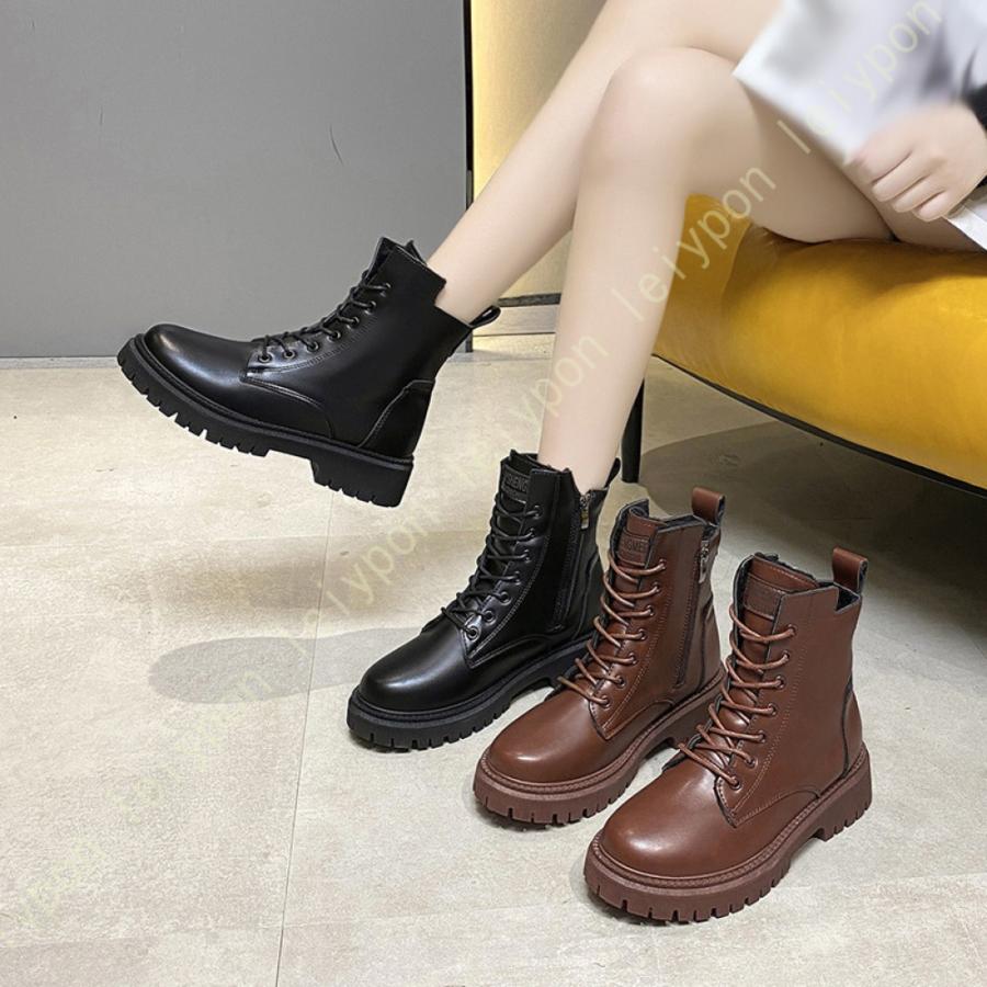 ショートブーツ 編み上げ レースアップブーツ 春ブーツ ワイズ 3E 幅広 ワークブーツ 25cm 3L 袴ブーツ おしゃれ 厚底ブーツ レディース 黒 : leiypon - 通販 ...
