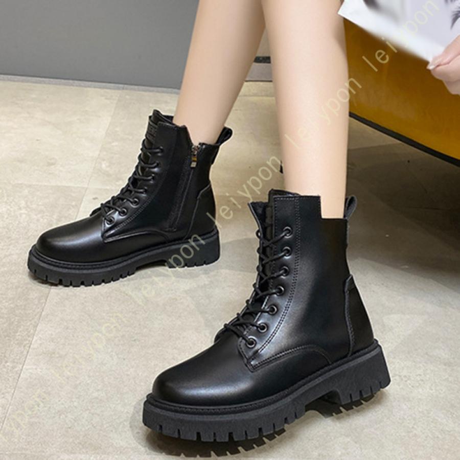 ショートブーツ 編み上げ レースアップブーツ 春ブーツ ワイズ 3E 幅広 ワークブーツ 25cm 3L 袴ブーツ おしゃれ ワークブーツ 厚底ブーツ レディース 黒 :ane-ryk ...
