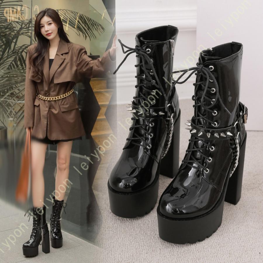 レースアップブーツ ブーツ ショートブーツ レディース 編み上げブーツ 編み上げ あつぞこくつショート レースアップ 幅広 甲高 ハイヒール ワイズ 3E 靴 黒 : leiypon - 通販 ...