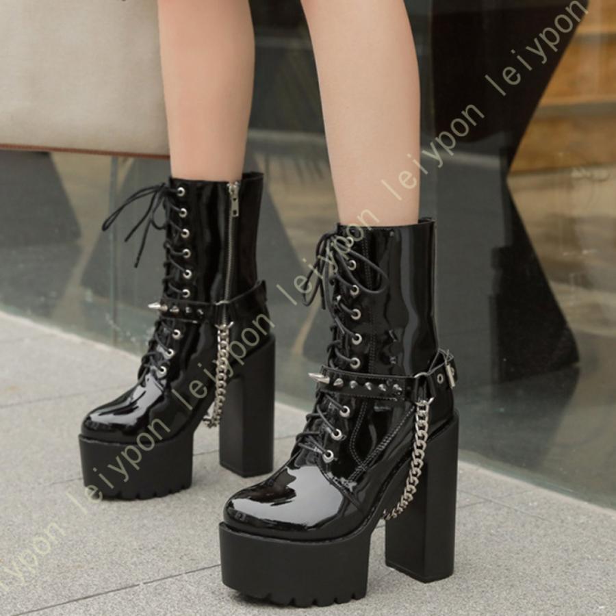 レースアップブーツ ブーツ ショートブーツ レディース 編み上げブーツ 編み上げ あつぞこくつショート レースアップ 幅広 甲高 ハイヒール ワイズ 3E 靴 黒 : leiypon - 通販 ...
