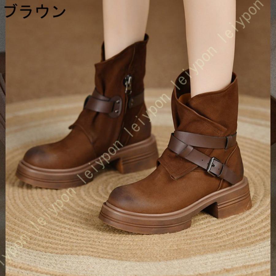 ショートブーツ エンジニアブーツ レディース エンジニアブーツ ローヒール ヒール 4.5cm レディース 靴 ミドル丈ブーツ 疲れない 歩きやすい ブロックヒール : ane-ryk ...