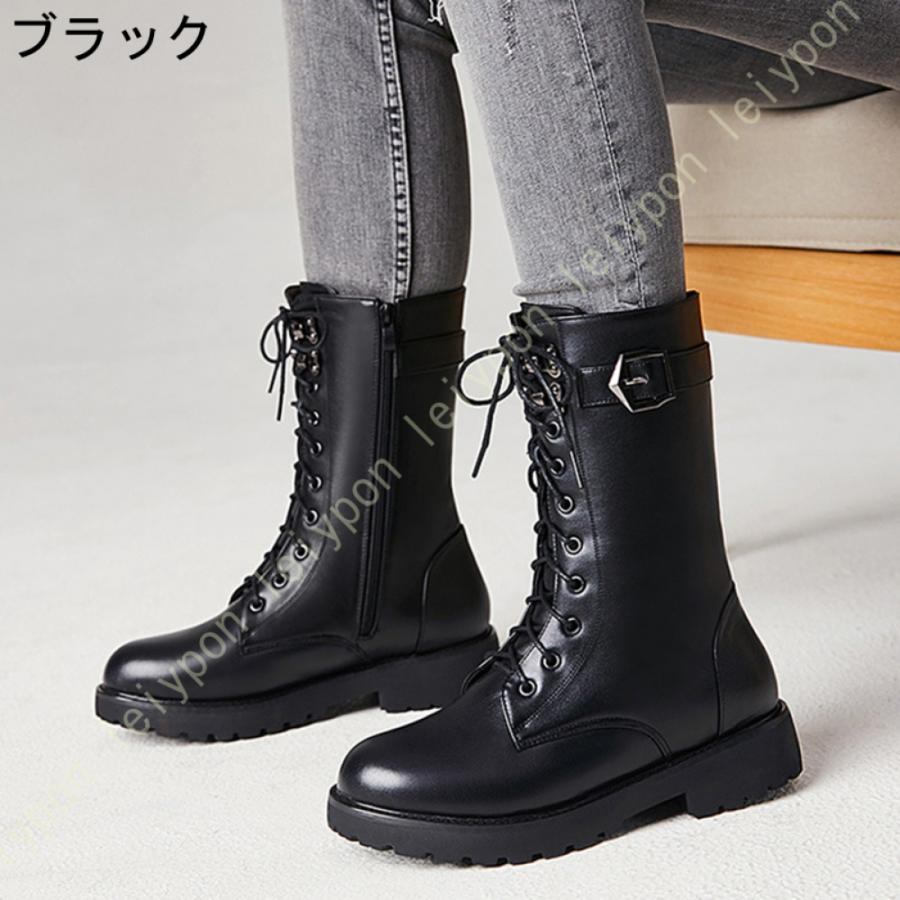 ミドルブーツ ショートブーツ レディース 編み上げ サイドジッパー ベルトバックル ローヒール おしゃれ 太ヒール 3cm 安定感 歩きやすい ジップアップ 裏起毛 :ane-ryk ...