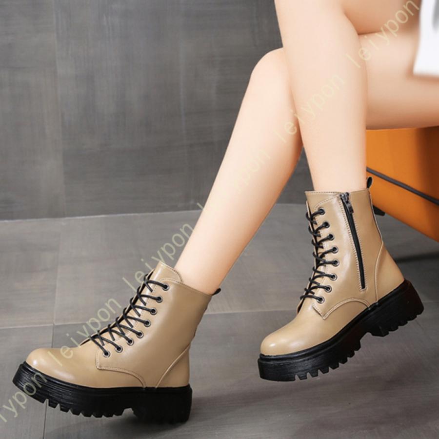 ショートブーツ レディース靴 レザー調 サイドジップ 編み上げブーツ 太ヒール 快適 歩きやすい ショートブーティー ラウンドトゥ ローカット おしゃれ 通勤 :ane-ryk-XZ2705 ...