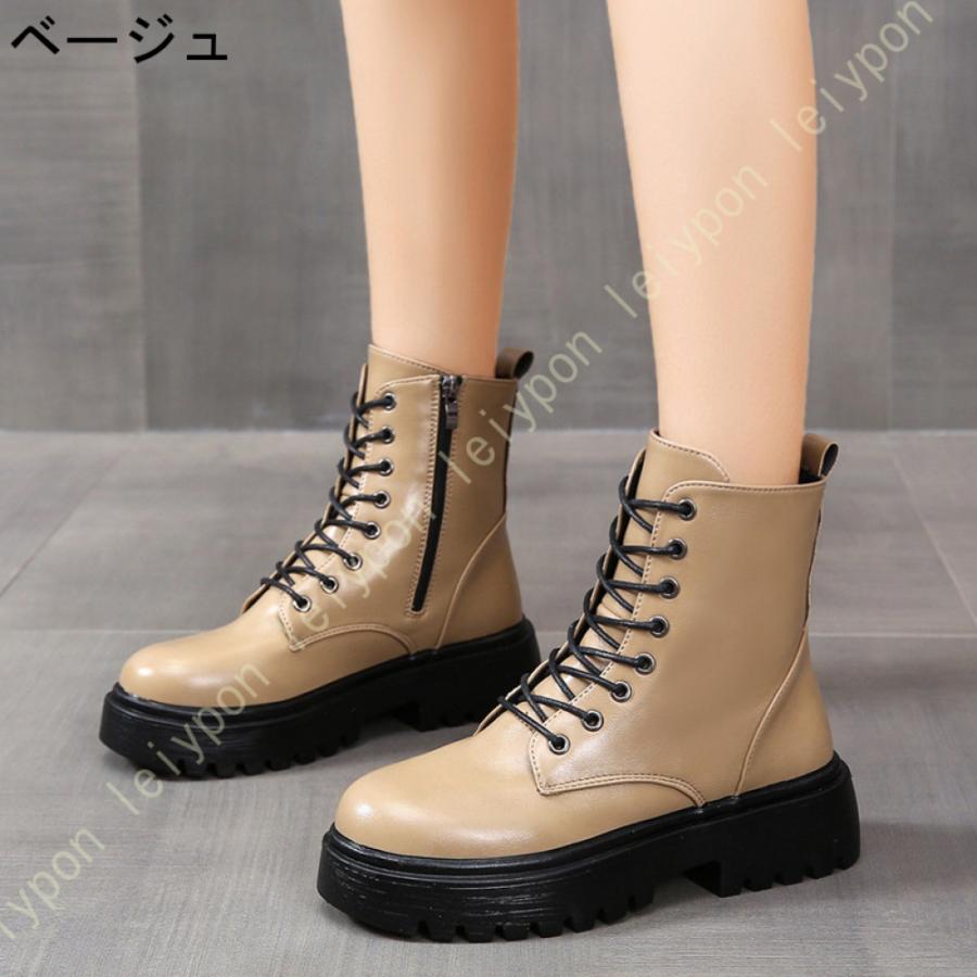 ショートブーツ レディース靴 レザー調 サイドジップ 編み上げブーツ 太ヒール 快適 歩きやすい ショートブーティー ラウンドトゥ ローカット おしゃれ 通勤 :ane-ryk-XZ2705 ...