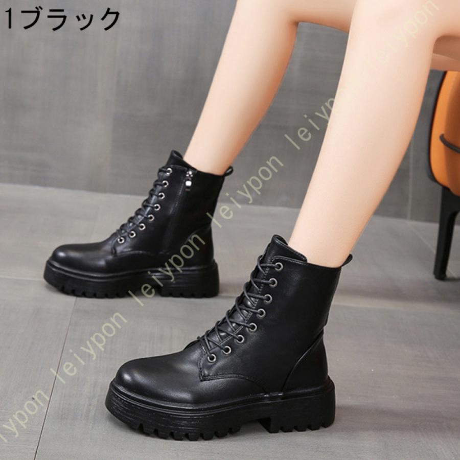 ショートブーツ レディース靴 レザー調 サイドジップ 編み上げブーツ 太ヒール 快適 歩きやすい ショートブーティー ラウンドトゥ ローカット おしゃれ 通勤 :ane-ryk-XZ2705 ...