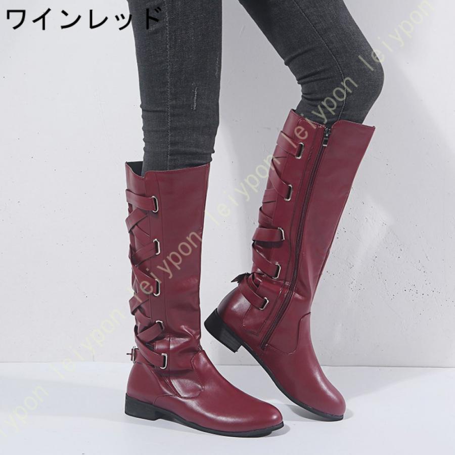 ロングブーツ ロング丈 レディース フラットシューズ シンプル 美脚 サイドベルト ベルト付き ローヒール ジョッキーブーツ ロングエンジニアブーツ 大人上品 : leiypon - 通販 ...