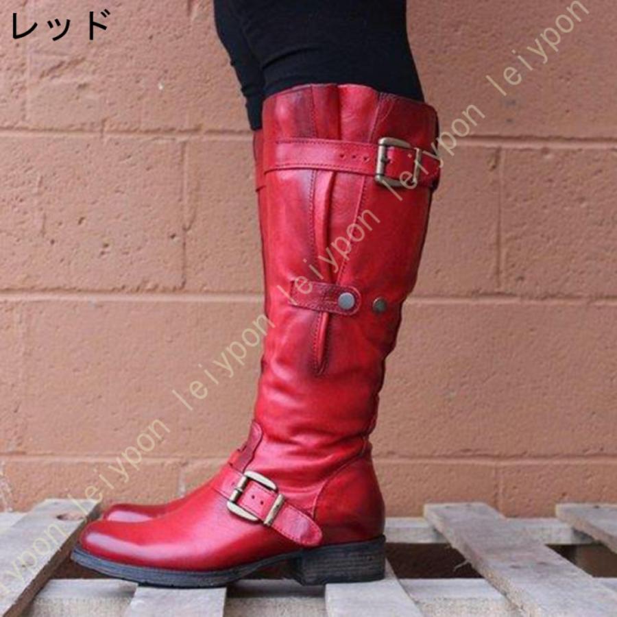 ライダーブーツ バイク用ブーツ レースアップ ロングブーツ ローヒール ハイカット ラウンドトゥ ベルトバックル ブーツ サイドジップ ジョッキーブーツ 長靴 : leiypon - 通販 ...