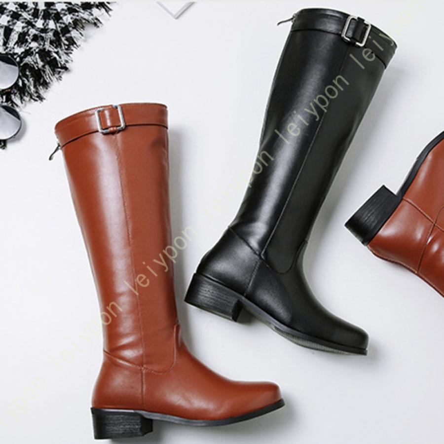 レディース ロングブーツ エンジニアブーツ バックジップ ブーツ 防寒 本革調 ジョッキーブーツ 歩きやすい 秋 冬 3.5cmヒール 安定感 バックジッパー 防水 : leiypon ...