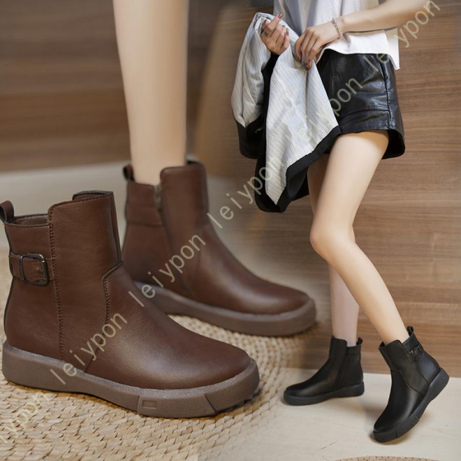 エンジニアブーツ レディース サイドジップ ショート 防滑 ぺたんこ ベルト飾り ラウンドトゥ フラット 黒 疲れない ミドル ハーフ丈 くしゅくしゅ フラット :ane-ryk-XZ3189 ...