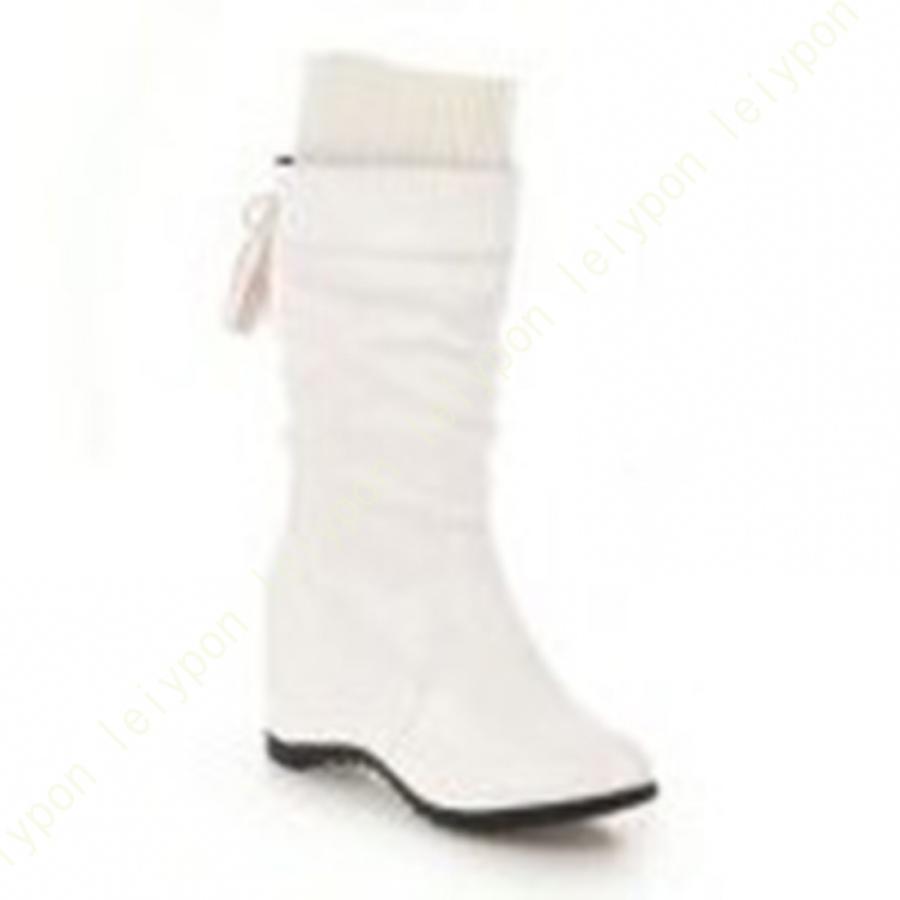 レディース ロングブーツ 本革調 ラウンドトゥ メリヤス ウェッジヒール エンジニアブーツ フリンジ 裏起毛 くしゅくしゅ 6.5cm シークレットシューズ 長靴 :ane-ryk ...