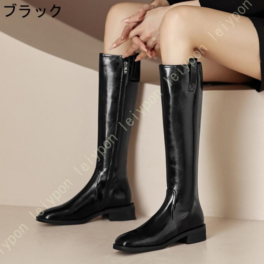 ブーツ ロングブーツ レディース ジョッキーブーツ 疲れない 歩きやすい ローヒール ロング ワイズ 3E 幅広 甲高 冬 靴 大きいサイズ 裏起毛 あたたかい 3.5cm : ane-ryk ...