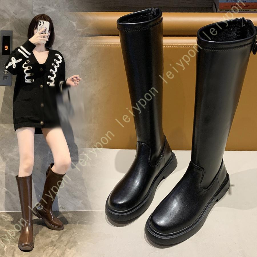 ブーツ ロングブーツ レディース ジョッキーブーツ 疲れない 歩きやすい ローヒール ロング ワイズ 3E 幅広 甲高 冬 靴 大きいサイズ 裏起毛 あたたかい 4cm : leiypon ...