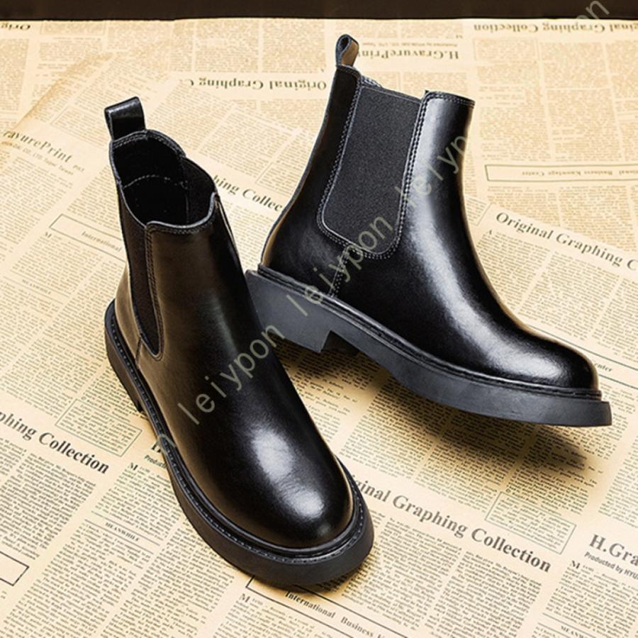 ショートブーツ レディース 厚底 滑らない 歩きやすい サイドゴア ローヒール 本革調 チェルシーブーツ ストレッチブーツ ラウンドトゥ 痛くない 大きいサイズ : ane-ryk ...