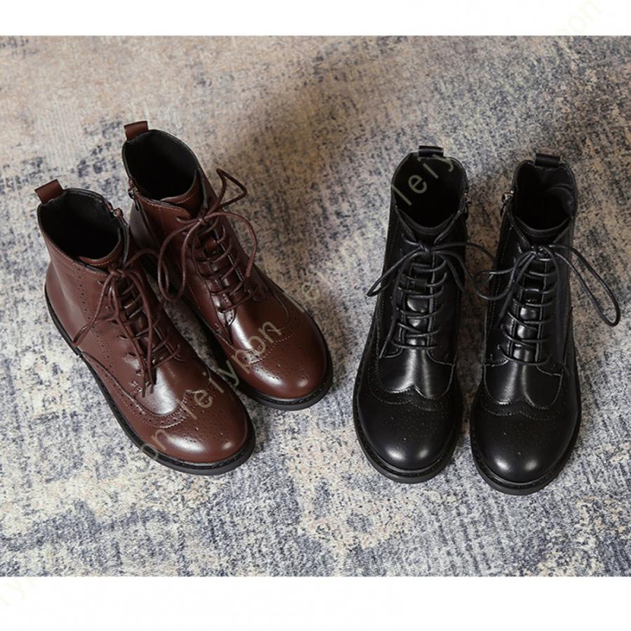 ショートブーツ レディース ブーツ 編み上げブーツ 編み上げ ミドルブーツ レースアップブーツ 春 疲れない 幅広 靴 レースアップ 春ブーツ 本革調 3E ワイズ : ane-ryk ...